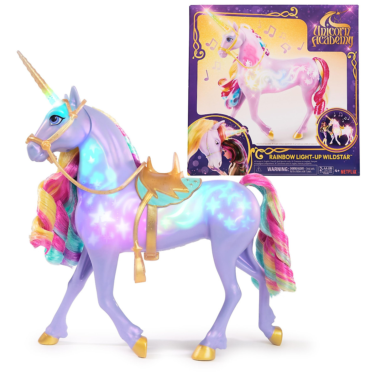 Unicorn Academy, Interactive Rainbow Light-up Wildstar with Lights, Sounds & Music, Dolls & Unicorn Toys for Girls Ages 4 and up