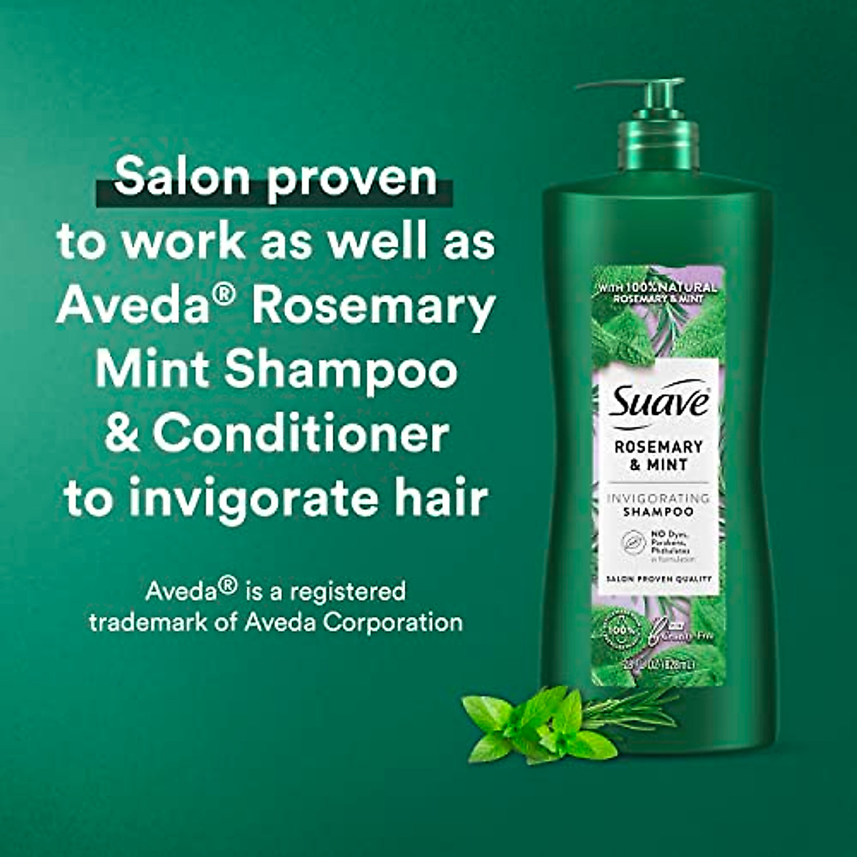 Suave Shampoo and Conditioner Set w/Rosemary and Mint - Invigorating Mint and Rosemary Shampoo and Conditioner for Soft & Shiny Hair, 28 Oz Ea (2 Piece Set)