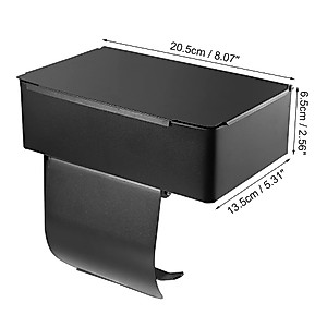 VOCOSTE Toilet Paper Holder, Bathroom Toilet Roll Tissue Holder Wall Mount for Kitchen Bathroom with Shelf, Black