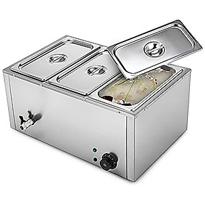 1500W Commercial Food Warmer, 3 Gids Hot Trays Food Warmer, Electric Buffet Serves and Warmers, Catering Hot Box for Restaurant, CE/FCC