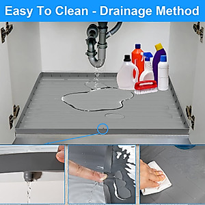 Under Sink Mat, Yatmung Under Sink Mats for Kitchen Waterproof, 34" x 22" Silicone Under Sink Liner with Unique Drain Hole for Kitchen, Bathroom, Laundry Room, Protector for Drips Leaks Spills Tray