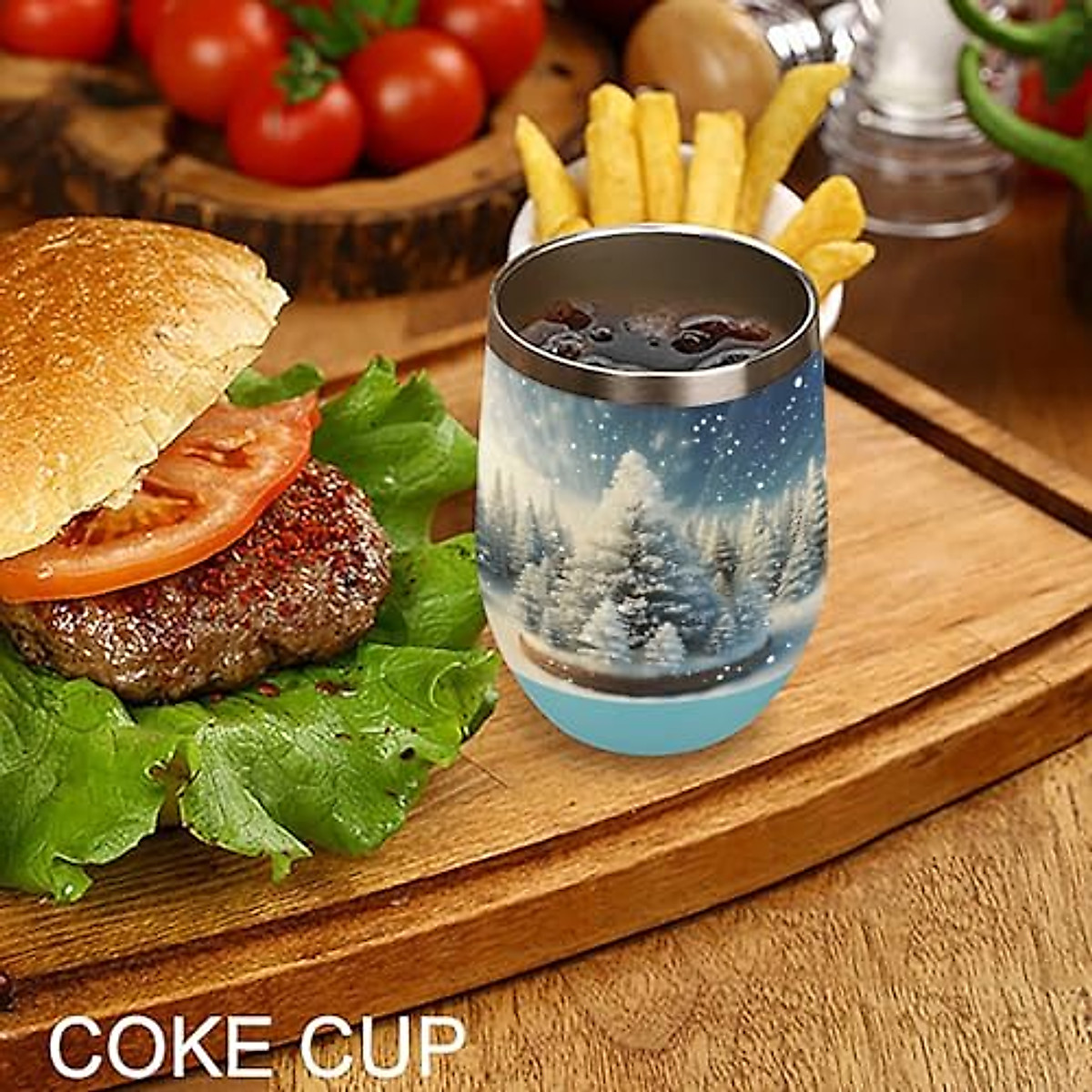 WYUSPGK 304 Stainless Steel Insulated Cup, Snow Wonderland Pine Tree Christmas Print Smooth Rim, Durable & Reusable - Perfect for Office, Home, And Travel