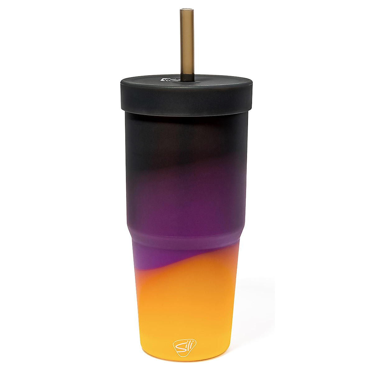 Silipint: Silicone 32oz Straw Tumbler: Sun Storm - Reusable, Unbreakable, Flexible, Sustainable, Hot or Cold, Airtight Lid, Travel
