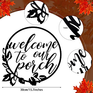 Hotop Welcome to Our Porch Metal Sign Black 11.8 Inch Wall Hanging Decor for Kitchen Farmhouse Home Office Wall Outdoor Decoration Supplies