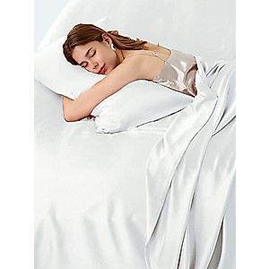 HERZLG LLFELuxury Silk Pillowcase for Hair and Skin, Both Sides 100% 19mm Pure Mulberry Natural Silk Pillow Cases with Hidden Zipper Satin Pillowcase -Ivory-Standard 20x26