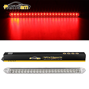 Partsam Submersible 17" Clear Lens Red 23 LED Trailer Truck RV Stop Turn Tail Rear 3rd Brake Identification Light Bar (Pack of 1)