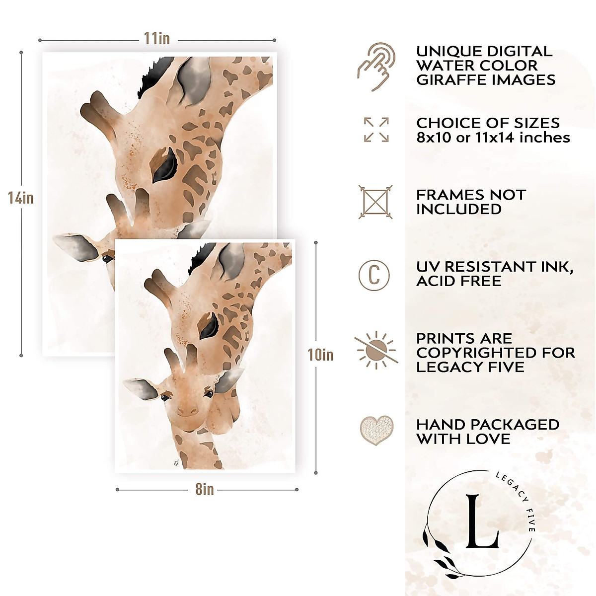 Safari Nursery Decor | Jungle Nursery Decor | Giraffe Wall Art Nursery Print | Set of 3 | Unframed 11 x 14 | Nursery Wall Art | Nursery Wall Decor | Baby Nursery Decor | Jungle Theme Nursery Decor