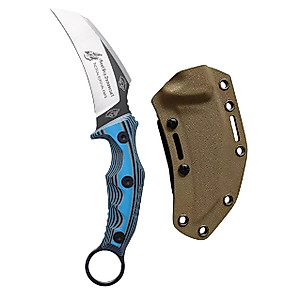Best.Buy.Damascus1 Hunting knife Survial Blue G10 Fixed Blade Knife with Kydex Sheath Prime Qulity