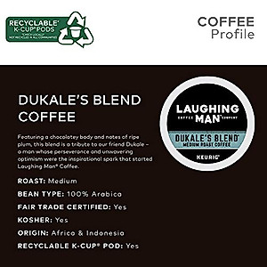 Laughing Man Dukale's Blend, Single-Serve Keurig K-Cup Pods, Medium Roast Coffee, 16 Count