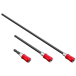 Saipe 3pcs Drill Bit Extension Set 2.4/6/12inch Length Quick Release 1/4” Hex Shank Magnetic Screwdriver Drill Bits Holder Bar Chuck Adapter Screw Driver Drill Bit Extender