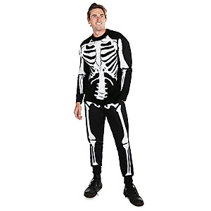 Tipsy Elves Skeleton Crew Sweater Black White Halloween Pullover for Men Size Medium