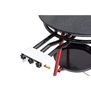 Mabel Home Paella Pan + Paella Burner and Stand Set on Wheels + Complete Paella Kit for up to 20 Servings - 23.65 inch Gas Burner + 25.60 inch Enamaled Steel Paella Pan