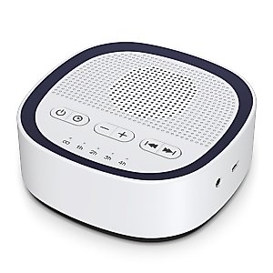 iEasy Sleep White Noise Sound Machines with 30 Soothing Sounds 3.5 mm Headphone Jack 5 Timer Settings 32 Precise Volume Memory Function Compact Design Ideal Gift