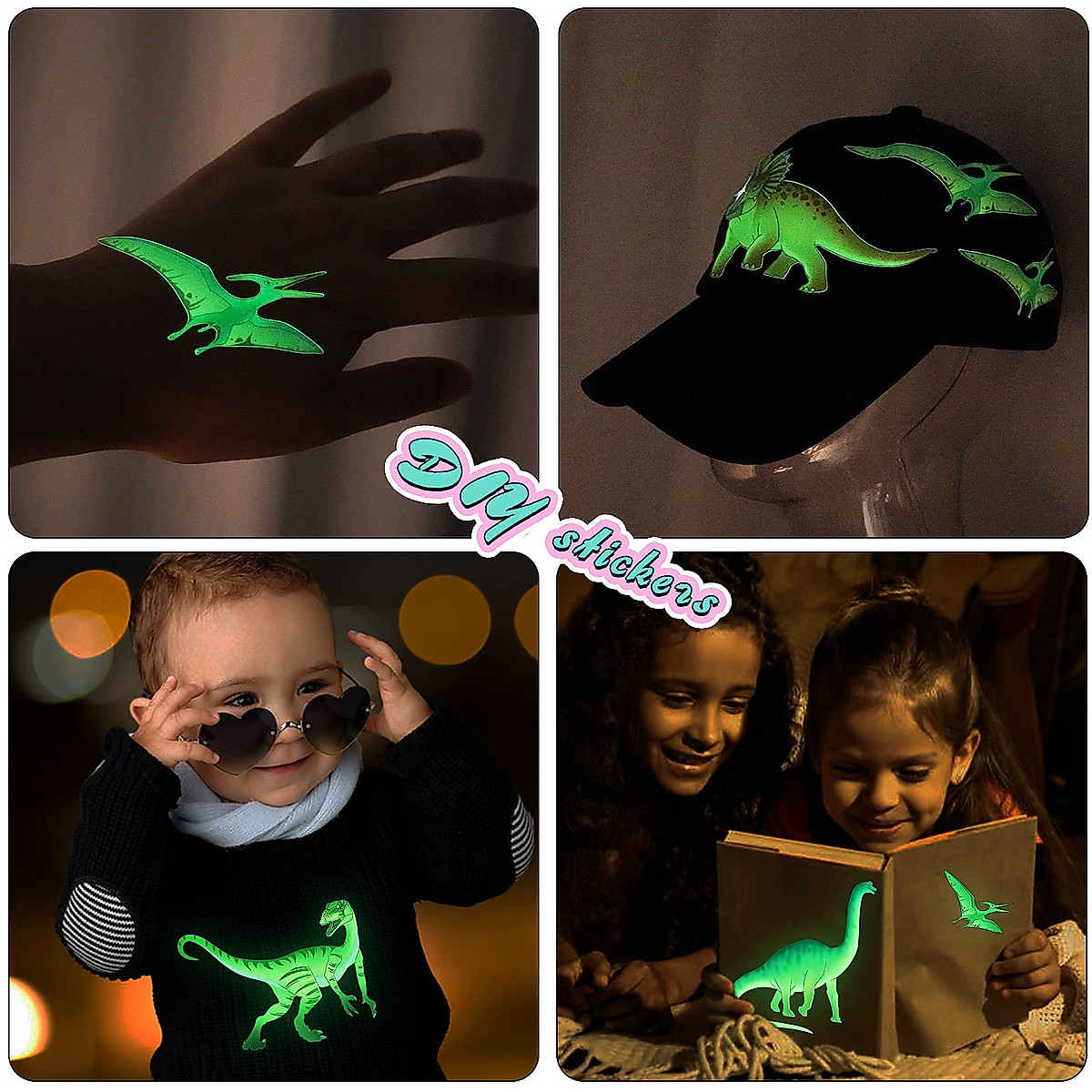 MESU Dinosaur Glow in The Dark Stickers Luminous Wall Decals Ceiling Decor for Boys Room Nursery Kids Gift Dinosaur
