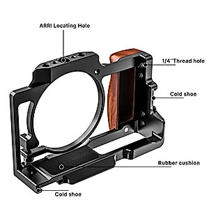 UURig ZV1 Camera Cage for Sony ZV-1 Camera Video Shooting Cage Rig Filming Accessories 3/8“ Arri Locating 1/4" Cold Shoe Extension for Microphone/ Light w Wooden Handle Grip, Vlogger Content Creator