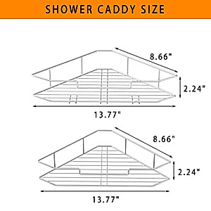 WESTREE Corner Shower Caddy Shelf Bathroom - No Drilling Traceless Adhesive Bathroom Storage Organizer, 2-in-1 Shower Holder Organizer Kitchen Shelves for Bathroom Kitchen