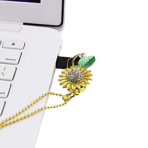 Novelty Cool Sunflower Shape 32GB USB 2.0 Flash Drive Diamond Crystal Memory Stick Pen Drive Flash Disk Thumb Drive