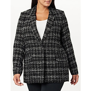 The Drop Women's Blake Long Blazer, Black Boucle, Small