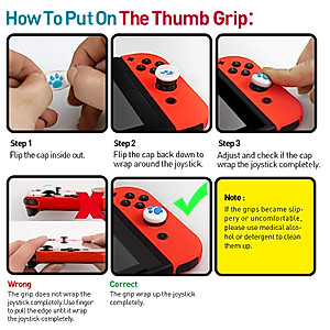 Oritikur Cat Claw Thumb Grips Compatible with Nintendo Switch & Lite, Soft Silicone Game Remote Joystick Thumbstick Caps Analog Stick Cover Skin Decal Accessories for NS Joy-Con Joycon Controller