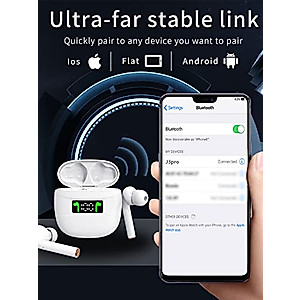 Wireless Earbuds True Bluetooth Ear Buds with Mic Bluetooth 5.2 in-Ear Wireless Headphones Hi-Fi Stereo IP7 Sweatproof Wireless Earphone ENC Noise Cancelling 35 Hours for iPhone Samsung White