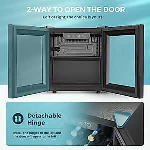 EUHOMY 48 Can Beverage Refrigerator cooler-Mini Fridge Glass Door for Beer Drinks Wines, Countertop Beverage Fridge with Adjustable Shelves Blue LED for Home/Office/Dorm/Bar, 1.3 cu.ft