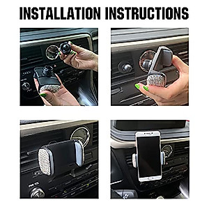Amiss Universal Bling Cell Phone Holder, 360°Adjustable Car Phone Mount with One More Air Vent Base, Crystal Car Interior Decoration, for Windshield, Dashboard and Air Vent (White)