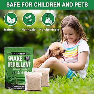 Pufado Snake Repellent for Yard Powerful, Outdoor Snake Away Repellent, Snakes Repellents for Outdoor Pet Safe, Yard Snake Out Repellant Effectively, Snake Repellant Outdoor and Home-8 Pouches