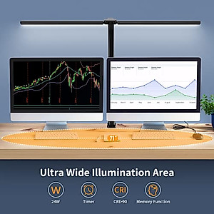 Kartols LED Desk Lamp, Double Head Architect Desk Lamp for Home Office, 31.5'' Modern Desk Light with Clamp, Stepless Dimming, 5 Color Modes, Timer, Eye Protection Office Lamp Touch Control