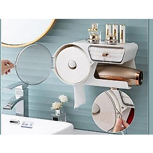 NA Punching Free washcloth Storage Rack Wiping Towel Storage Box Wall Mounted Toilet Storage Rack Hair Dryer Support Rack