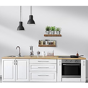 Sorbus Floating Shelves Bundle - 5 Rectangular Floating Shelves - 3 Support Bar Shelves & 2 Flat Floating Shelves - Hanging Wall Shelves for Home Decor