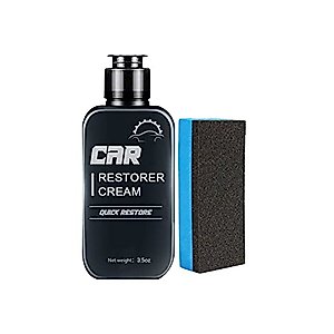 100ml Auto Leather&Plastic Refurbishment Paste, Washable Refresh Aging Plastic and Leather Surface, Car Restorer Cream with Sponge Quick Restore