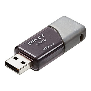 PNY 128GB Turbo Attache 3 USB 3.0 Flash Drive, Grey (Pack of 1)