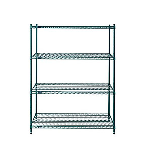 Nexel 21" x 48" x 54", 4 Tier Adjustable Wire Shelving Unit, NEXGuard Anti-Microbial Agent, NSF Listed Commercial Storage Rack, Poly-Green, Leveling feet