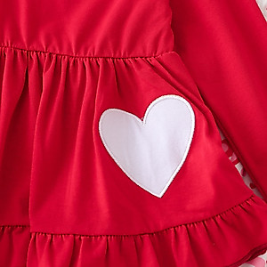 Valentine's Day KIds Toddler Infant Baby Girls Long Sleeve Patchwork Tops Cartoon Print Pants Baby Gift (Red, 5-6 Years)