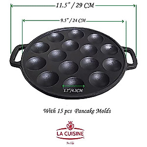 La Cuisine Pancake Pan Poffertjes Takoyaki Aebleskiver Ebelskiver Pan – Cast Iron with Porcelain Enamel Coating. Compatible with all cook tops including Induction Stove.