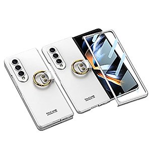 BAILI Samsung Z Fold 4 Case with Ring,Ultra -Thin Z Fold 4 Case,Galaxy Z Flip 4 Case,Military Grade Drop Protective Case,(Ring,Silver)