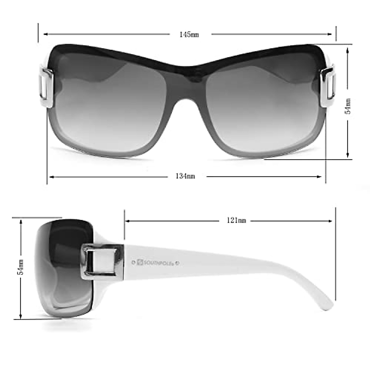 Southpole womens 1019sp Fashionable Oversized UV Protective Shield Sunglasses for Women Trendy Gifts Women 170 mm, White & Pink, mm US