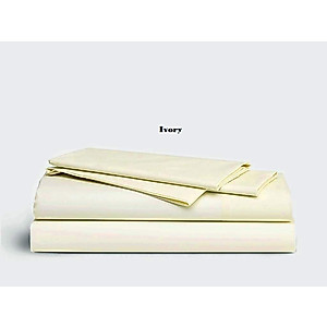 White House Linen Luxury Hotel Sheet 600 Thread Count 100% Egyptian Cotton Sheet Set Twin (39" X 75") Ivory Solid Fit Mattress Upto 16-18 Inch Deep Soft and luxuorious