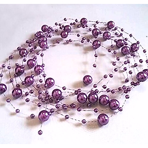 Krismile 200 Feet Roll Fishing Line Artificial Pearls Beads Chain Garland Flowers Wedding Party Decoration Products Supply (Purple)