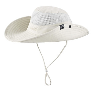 Women's Summer Sun Hat Wide Brim UV UPF50 Protection Hats Foldable Packable Ponytail Bucket Cap for Safari Beach Fishing Gardening Beige