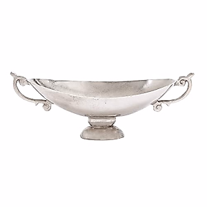 Deco 79 Aluminum Decorative Bowl with Handles, 22" x 8" x 9", Silver
