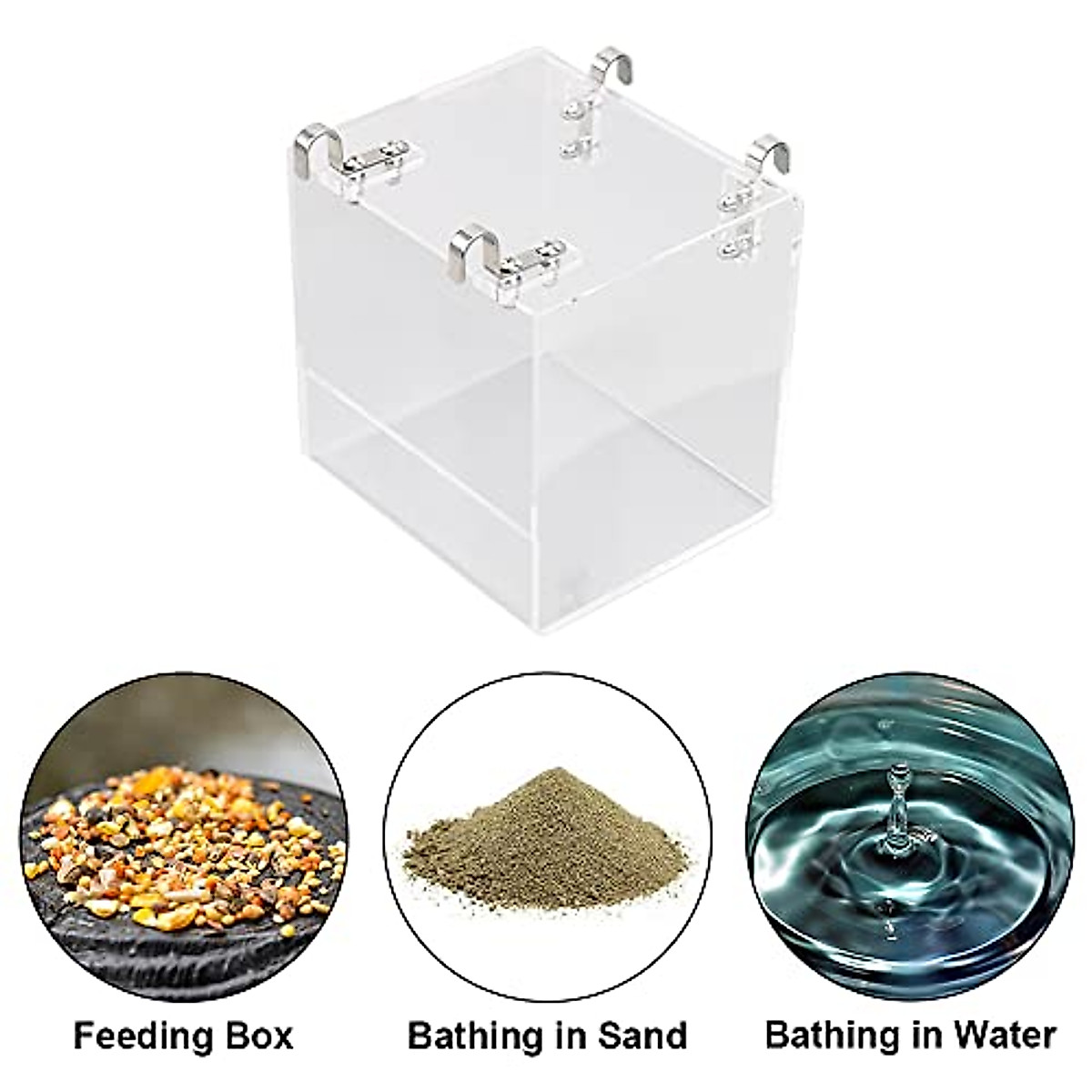 NEWCOMDIGI 1 Piece Bird Bathtub, Bird Bath for Cage, Canary Bath Inside Cage, Bird Bath Box with Hook, Cage Accessory for Parakeet, Parrots, Crested Myna, Sun Conure, Cockatiel