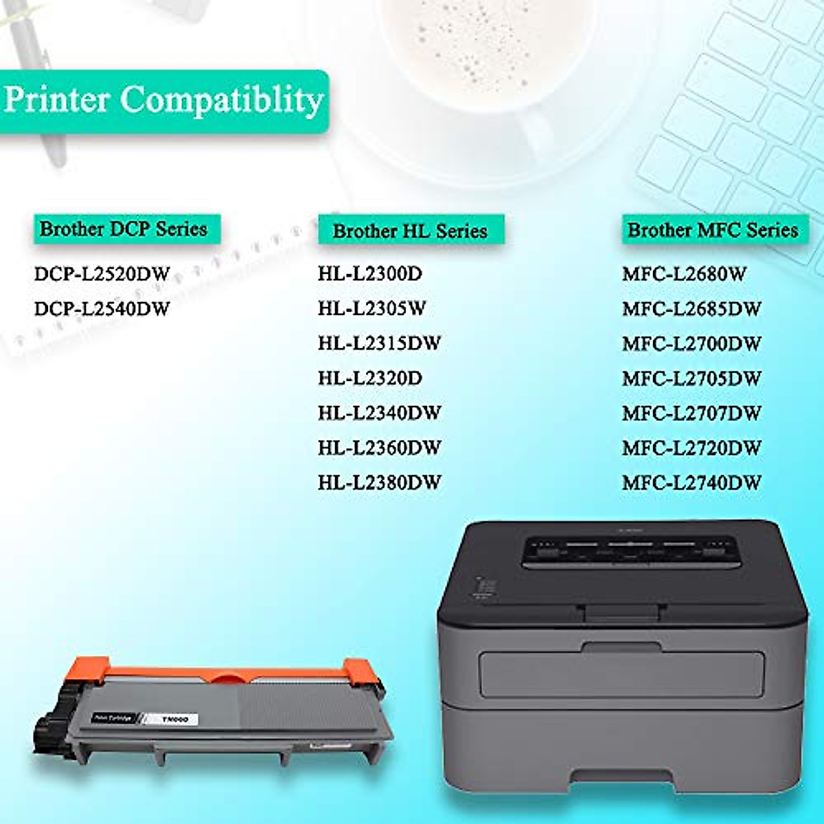 HIINK Comaptible Toner Cartridge Replacement for Brother TN-660 TN660 TN630 High Yield Toner Cartridge use with HL-L2300D HL-L2305W HL-L2340DW HL-L2360DW HL-L2380DW MFC-L2680W(Black, 4-Pack)