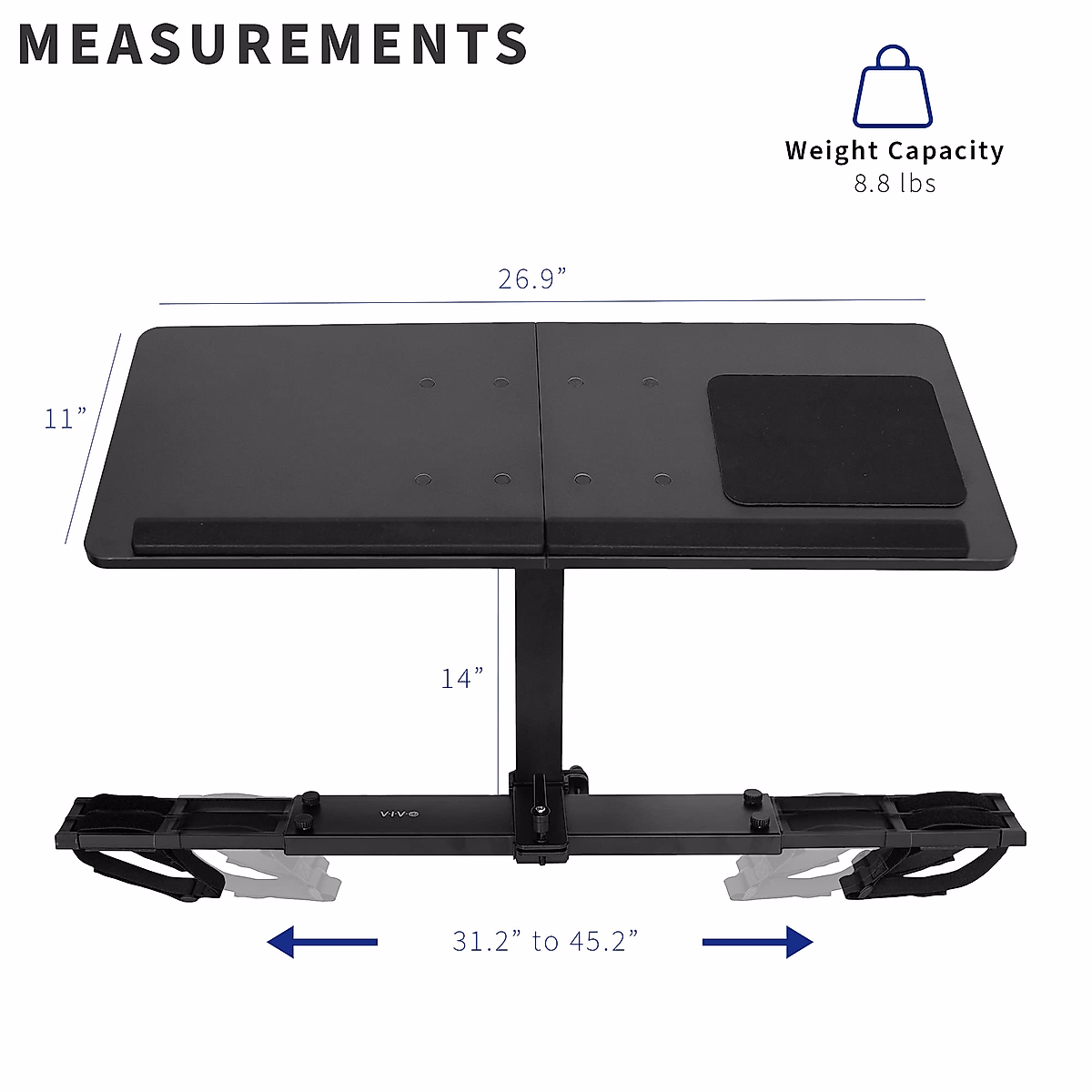 VIVO Universal Wooden Laptop Treadmill Desk, Adjustable Ergonomic Notebook Mount Stand for Treadmills, Includes Mouse Pad and Wrist Support, Stand-TDML4