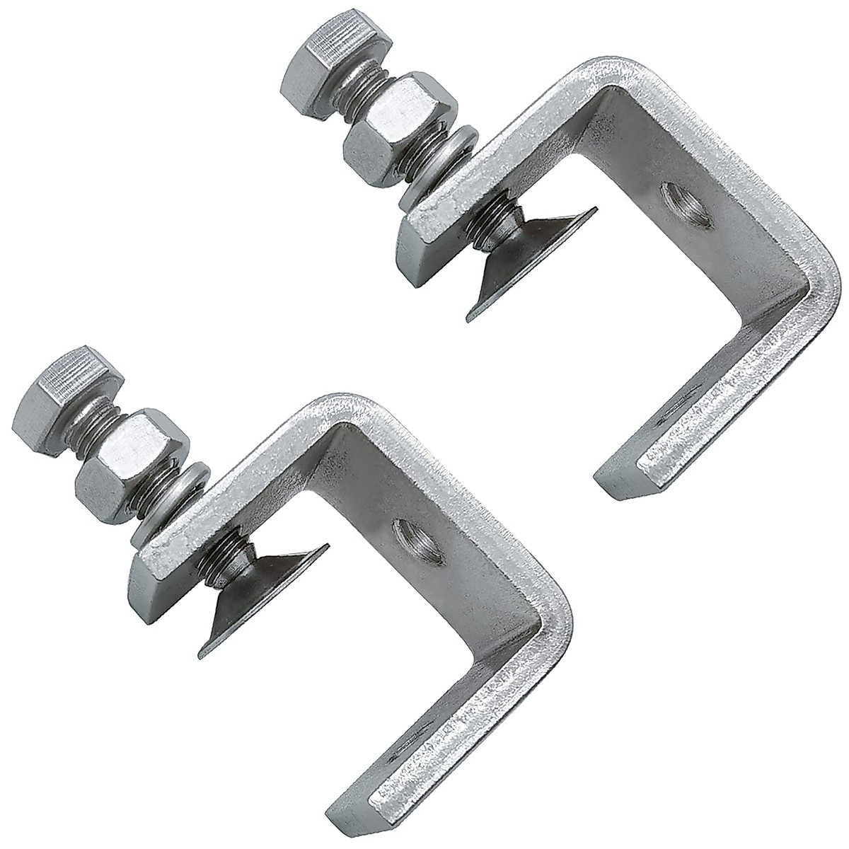 OBPFY OBPSFY 2PCS C-Clamp Heavy Duty Woodworking Clamp Set,304 Stainless Steel C Clamp Tiger Clamp Tools with Wide Jaw Openings for Welding/Carpenter/Building/Household, Silver- 2