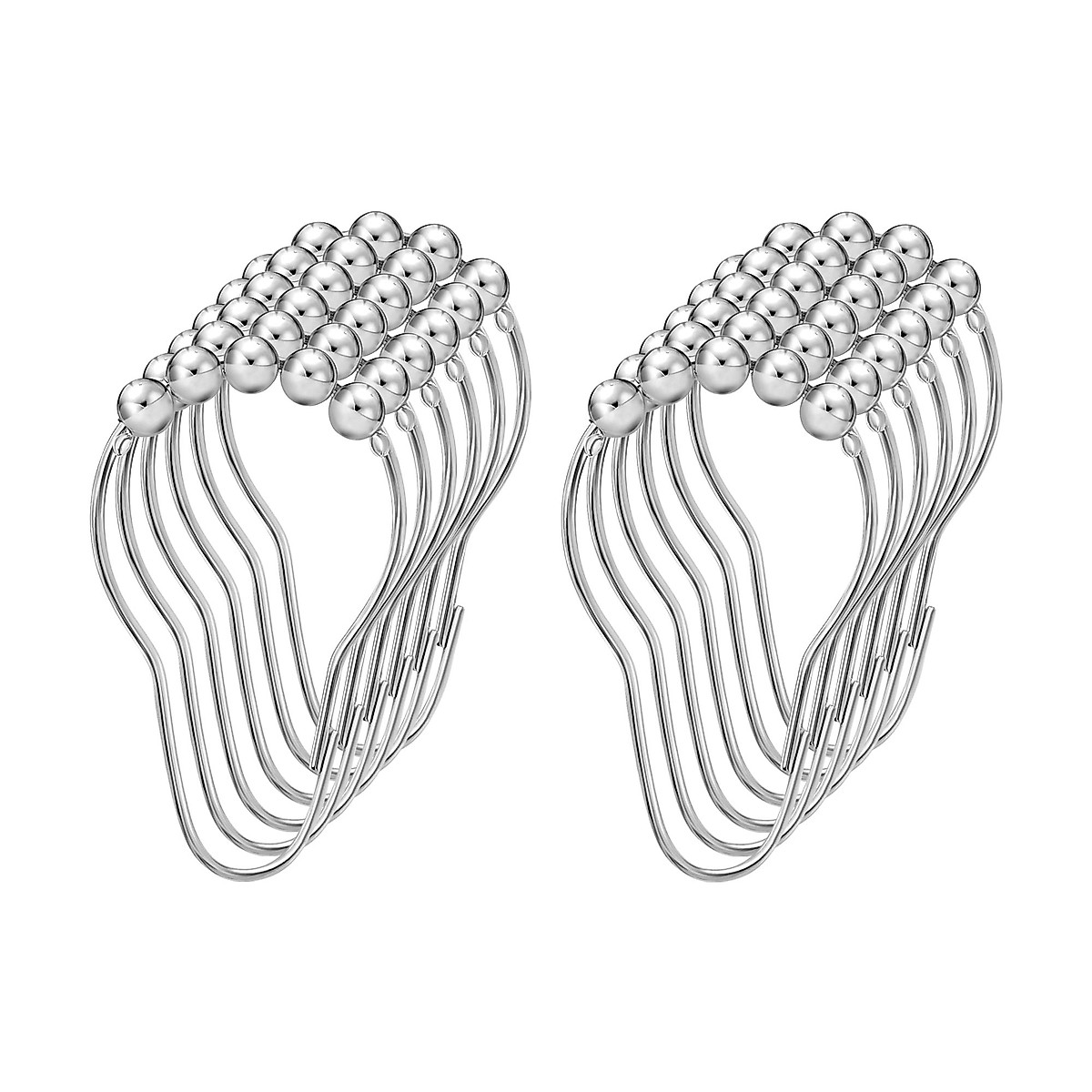 LiBa Shower Curtain Rings Hooks Rustproof Stainless Steel Nickel Chrome Plating for Bathroom Shower Curtain Rods- Set of 12