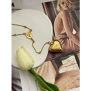 YMNLSASR Lana Necklace - LDR Necklace, Stash Necklace With Spoon, Lana Jewelry Necklace Aesthetic Heart Necklace, Snake Necklace with Spoon Necklace Pendant, Gold Rosary Style Necklace, Ash Necklace