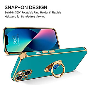 BENTOBEN iPhone 13 Mini Case with 360° Ring Holder, Slim Fit Shockproof Kickstand Magnetic Car Mount Supported Non-Slip Protective Women Men Girls Boys Case Cover for iPhone 13 Mini 5.4", Ocean Blue