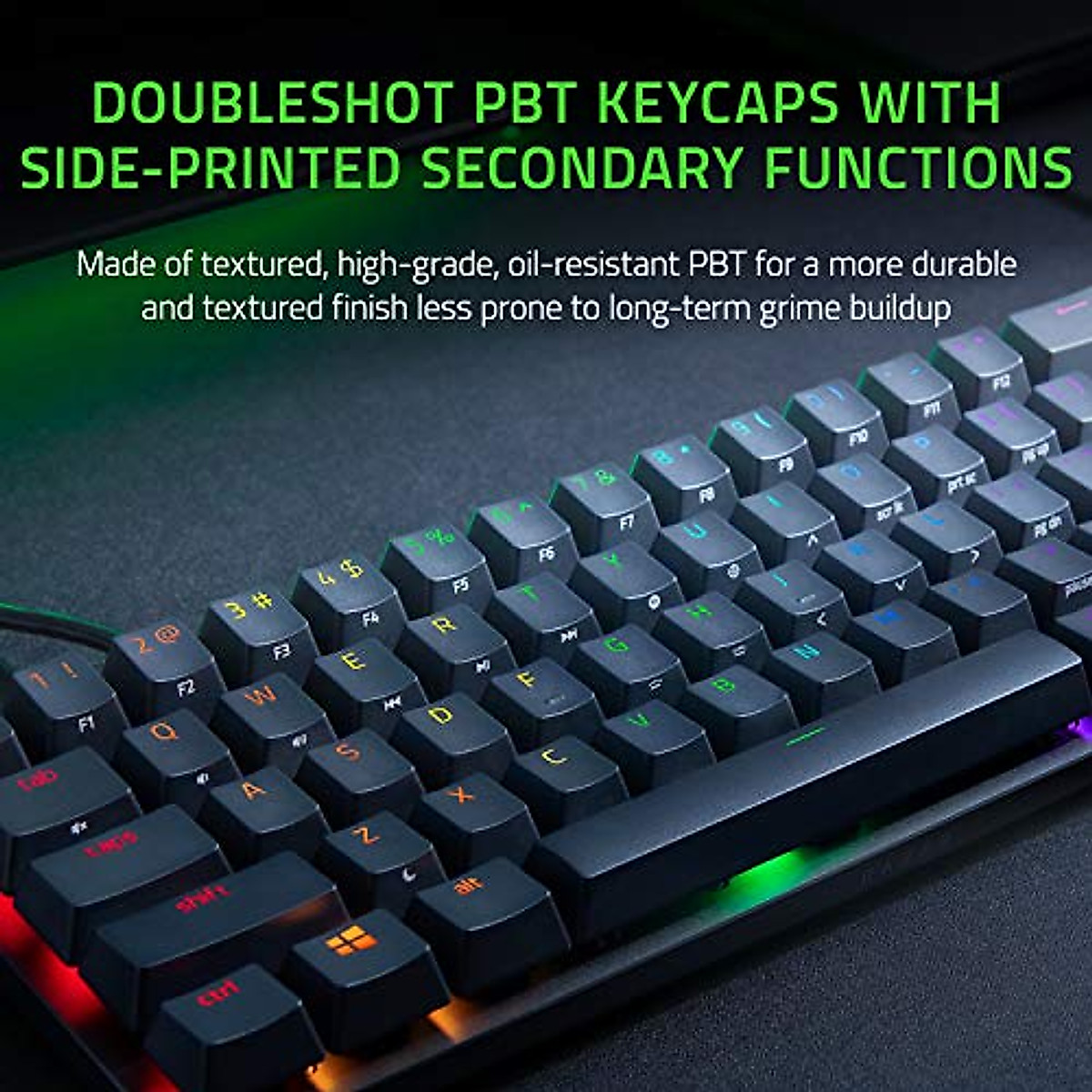 Razer Huntsman Mini 60% Gaming Keyboard: Fast Keyboard Switches - Clicky Optical Switches - Chroma RGB Lighting - PBT Keycaps - Onboard Memory - Classic Black