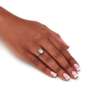 PalmBeach Jewelry 18K Gold-Plated or Platinum-Plated Sterling Silver Emerald Cut Genuine Aquamarine Ring Size 9